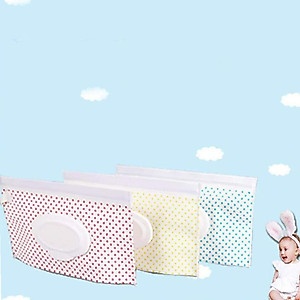 3 Pcs Wet Wipes Dispensers Polka Dot Design Portable Refillable Wet Wipes Bags, Yellow+red+blue, Medium