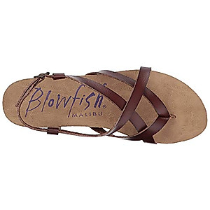 Blowfish Malibu Women's Granola Flat Sandal, Whiskey Dyecut PU, 8.5 Medium US