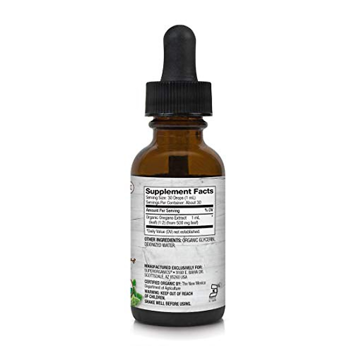 Super Organics Organic Oregano Liquid Drops | Non-GMO, Kosher, Vegan | Immunity Support, 1 Fl Oz