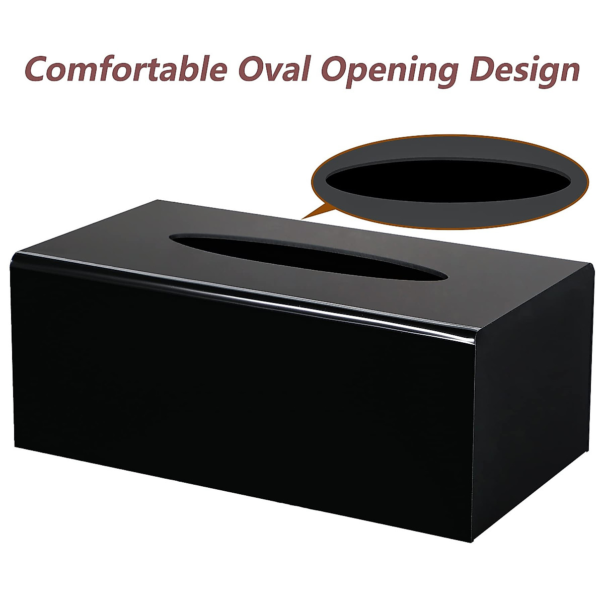 Kamehame Tissue Box Cover Rectangle Acrylic Tissue Holder 10.2x5.5x3.9 Inch Black Dryer Sheet Holder Container Tissue Dispenser for Home Bathroom Kitchen and Office