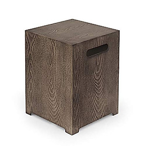 Christopher Knight Home Abbott Outdoor Rectangular Fire Pit with Tank Holder, Brown Wood Pattern