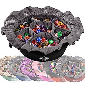 CardKingPro Immense Dice Bags with Pockets - Black - Capacity 150+ Dice - Great for Dice Hoarders [Patented Design]