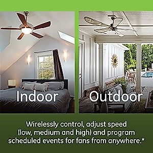 Enbrighten, White & Light Almond, Z-Wave Plus Smart Fan Control, Works with Alexa, Google Assistant, 3-Way Compatible, ZWave Hub Required, Repeater/Range Extender, 55258