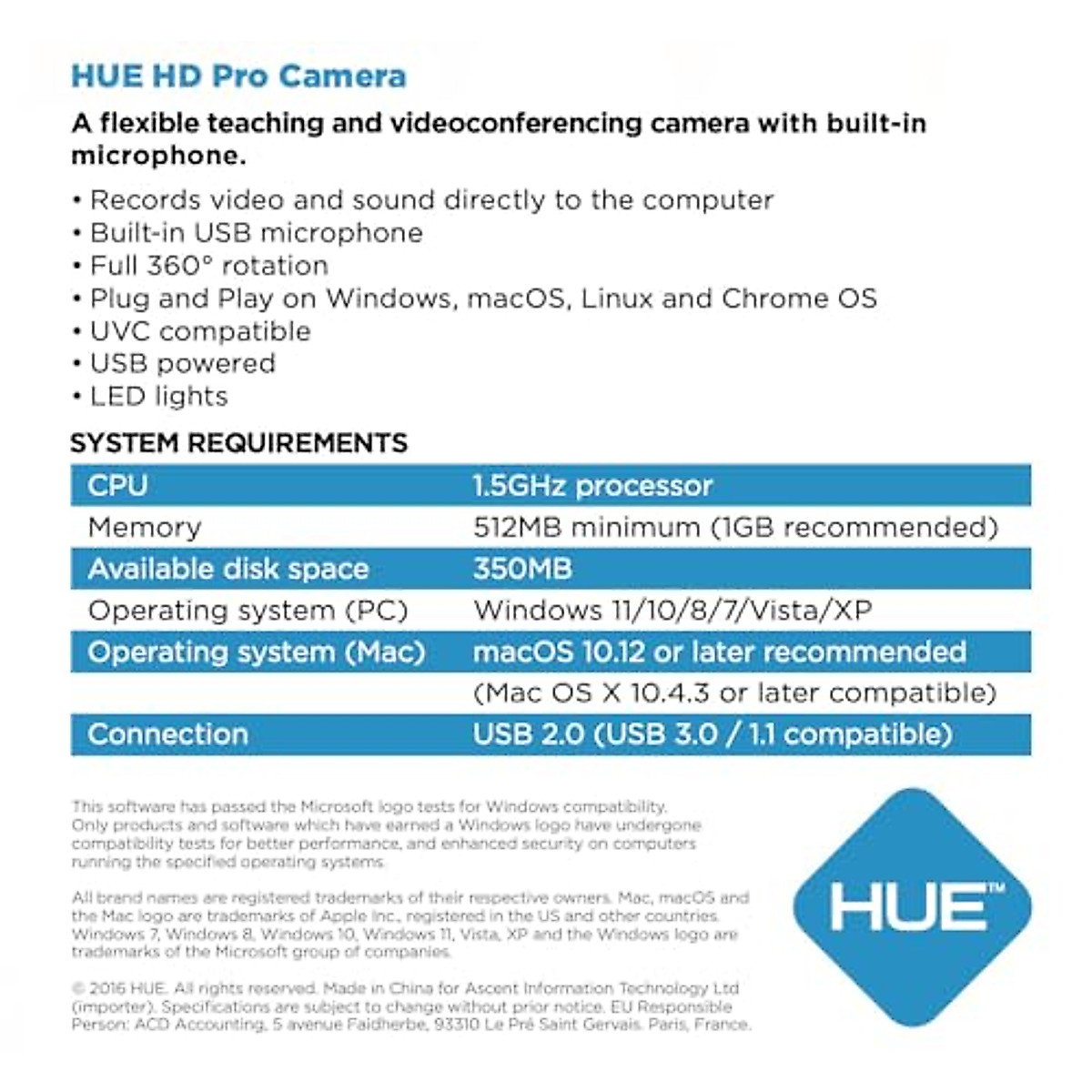 HUE HD Pro Flexible USB Video and Document Camera (Black)