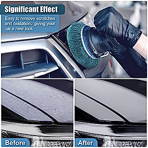 POLIWELL 12Pack Polishing Bonnet Pads 5-6 Inch Buffer Pad Cover- 8pcs Microfiber Buffing Bonnets, 2pcs Woollen Waxing Pads, 2pcs Soft Coral Fleece Pads for Car Polisher