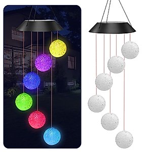 EnSoleille Solar Wind Chimes Outdoor, Crystal Ball Hanging Lights, Garden Decor for Outside, Waterproof Color Changing LED Lamp for Trees Porch Patio Yard Window Balcony Indoor Home Decorations