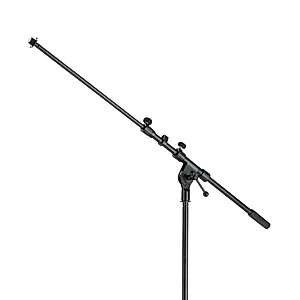 On-Stage MS7701TB Telescoping Euro Boom Mic Stand (Setup for Vocal and Instrument Microphones, Adjustable Height, Angle, and Length, Portable, Folding, Tripod Base, 5/8″-27 Threading, Steel, Black)