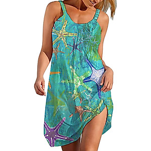 Cozirly Summer Dresses for Women Fashion Sleeveless Scoop Neck House Sexy Nightgowns Elegant Pattern Printed Soft Sleepshirts