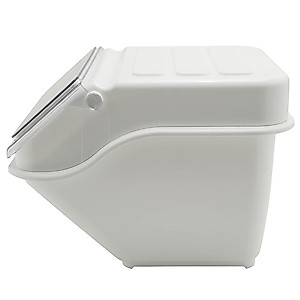 Restaurantware Met Lux 13 Gallon Ingredient Bin 1 With Lid Food Storage Bin - With Measuring Scoop Stackable White Plastic Commercial Flour Bin Easy Access For Kitchen Or Storage