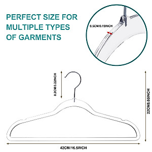 Quality Hangers Clear Plastic Hangers for Clothes | 50 Pack - 16.5 Inch | Heavy Duty Hangers Space Saving Crystal Clear Acrylic Hangers | 360 Degree Swivel Hook and Notches (Clear, 50)
