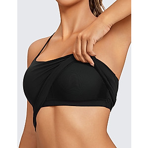 CRZ YOGA Butterluxe Womens Workout Racerback Tank Top with Built in Bra - Scoop Neck Spaghetti Strap Padded Slim Camisole Black Small