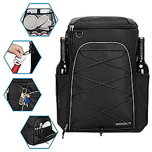SEEHONOR Insulated Cooler Backpack Leakproof Soft Cooler Bag Lightweight Backpack Cooler for Lunch Picnic Fishing Hiking Camping Park Beach, 25 Cans