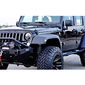 iJDMTOY Smoked Lens White Full LED Front Fender Flare Side Marker Light Kit Compatible With Jeep 2007-2017 Wrangler JK, Replace OEM Amber or Clear Sidemarker Lamps