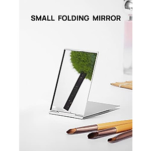 MIRRORNOVA Portable Folding Mirror, Ultra-Slim Durable Makeup Mirror, Small Tabletop Mirror for Travel, Aluminum Shell, Mini Size, 4.7"