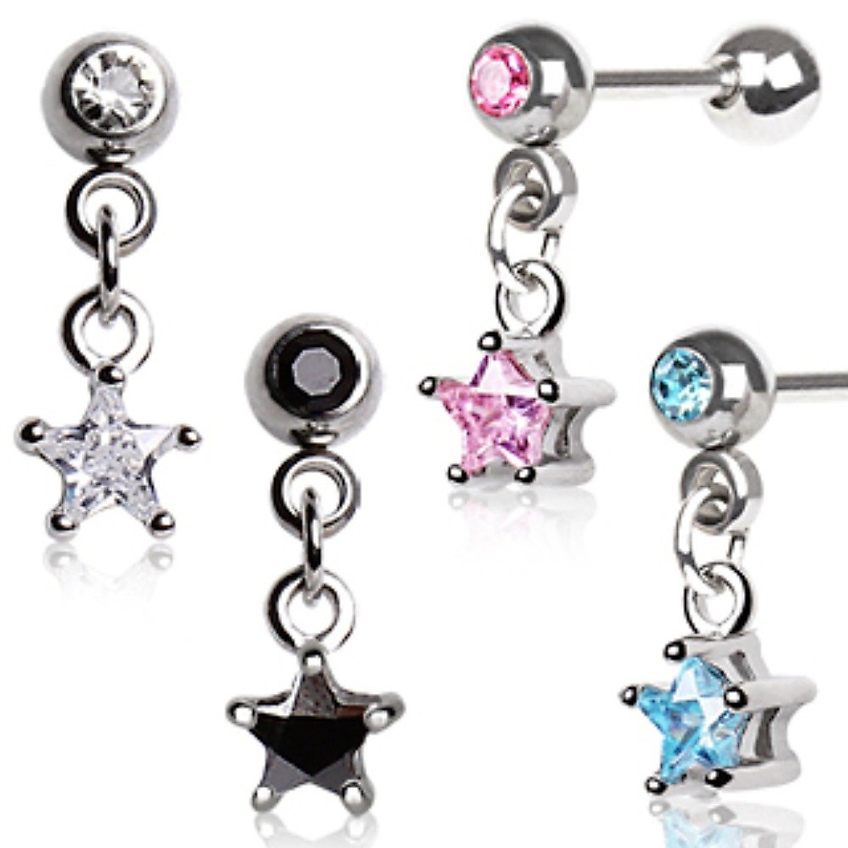 316L Surgical Steel Star Dangle Cartilage Earring (Sold Individually)