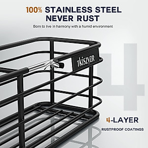 TKISZYZR Sink Sponge Holder and Sink Caddy, Sponge Holder for Sink, Kitchen Brush Holder – No Drilling with Adhesives(Black)