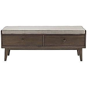 Signature Design by Ashley Chetfield Upholstered Mid-Century Modern Storage Bench, Brown