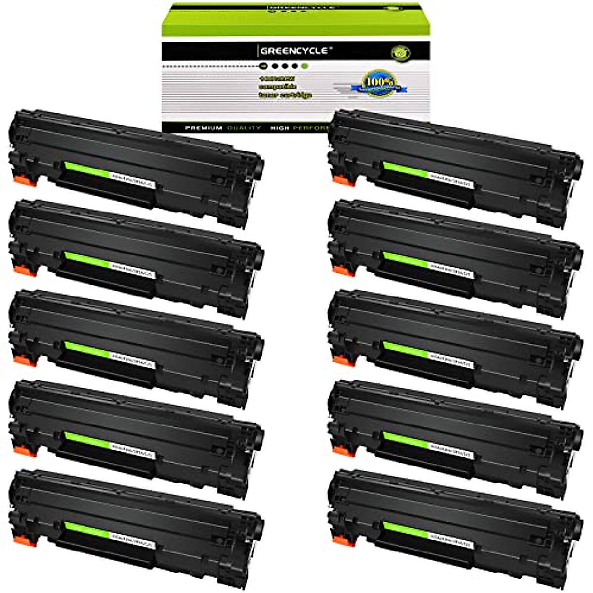 greencycle 10 Pack Compatible for Canon 125 3484B001AA Cartridge 125 CRG 125 C125 Black Toner Cartridge for ImageClass LBP6000 LBP6030w MF3010 Laser Printer