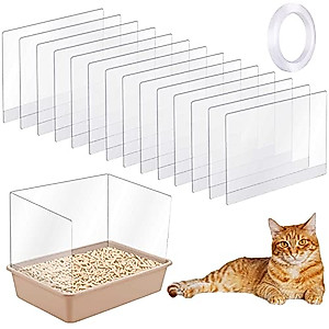 Maitys 20 Pcs Cat Litter Box Pee Shields Transparent Cat Litter Box Splash Guard Litter Pan Pee Shields for Open Top Litter Pan with Double Sided Tape, Litter Box Not Included, 12 x 16 Inch