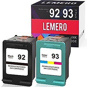 LEMERO Remanufactured Ink Cartridges Replacement for HP 92 93 for DeskJet 4160 5440 5420 PhotoSmart C3100 C3110 C3125 Printer (1 Black 1 Tri-Color)