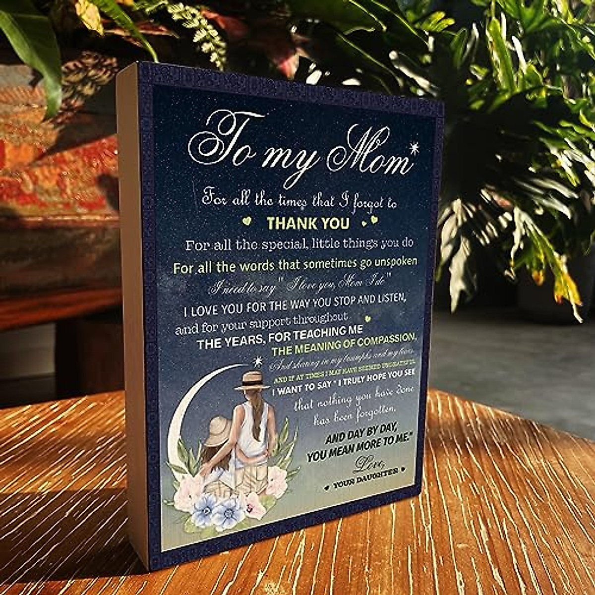 Inspirational Gifts for Women, Mom Gifts, Mother Birthday Gifts, Christmas Mothers Day Thank You Gifts for Mom from Daughter - You Mean More to Me Wooden Box 6 x 8 Inches