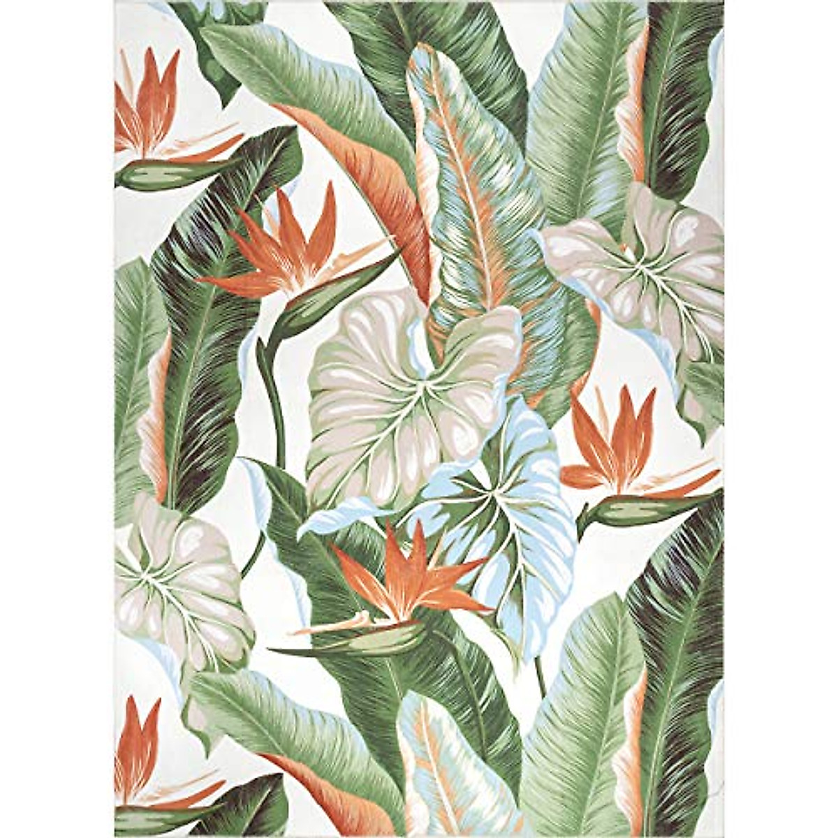 nuLOOM Nevaya Machine Washable Floral Leaves Ultra Thin Area Rug, 8' x 10', Green