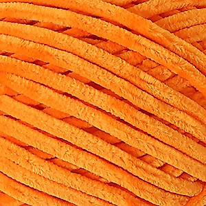 2 Skein La Mia Mellow Velvet Chenille Yarn for Knitting and Crocheting Baby Clothes, Blankets and Accessories, 100% Polyester, 100 gr (3.5 oz) / 115 m (125 Yards), Super Bulky, Neon Orange - 937