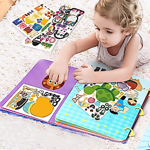 100 Pcs Funny Make Face Stickers Sheet with 25 Designs,Animals Unicorns Mermaids Figures Make Your Own Stickers for Toddlers Kids Full Body Mix and Match Craft Teacher Rewards Birthday Party Favors