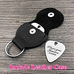 FKOG Custom Metal Guitar Pick, Customize Personalized Wood Guitar Pick Holder Music Gifts for Him Her Men Women Dad Husband Boyfriend Girlfriend (custom link)