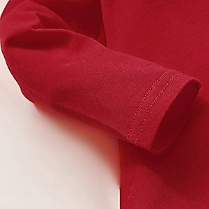 Toddler Baby Girl Solid Color Dress Kids Long Sleeve Ruffle Skirt Playwear (Red, 4-5T)