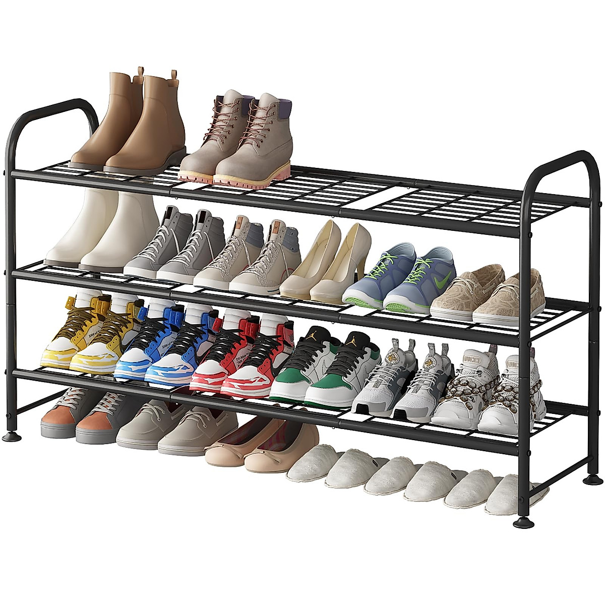 LINZINAR Shoe Rack 3 Tier Storage Organizer for Closet Entryway Metal Black