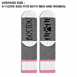 Boston Mom Socks (1 Pair), Dog Mom Socks, Dog Lover Gift, Casual Novelty Christmas Mom Birthday Gifts -042