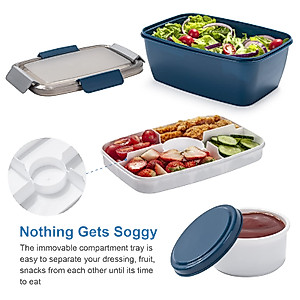 Freshmage Large Salad Lunch Container To Go, 68-oz, Blue-XL, Unisex