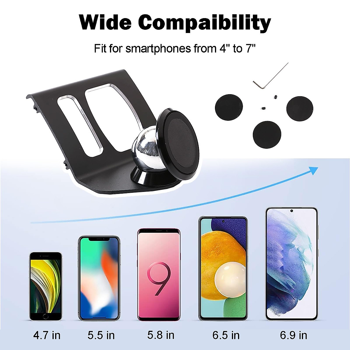 LLKUANG 360-Degree Rotary Cell Phone Holder Mobile Phone Mount Black(Magnet) for BMW 5 Series F11 F10 F07 2010-2016 (Black)