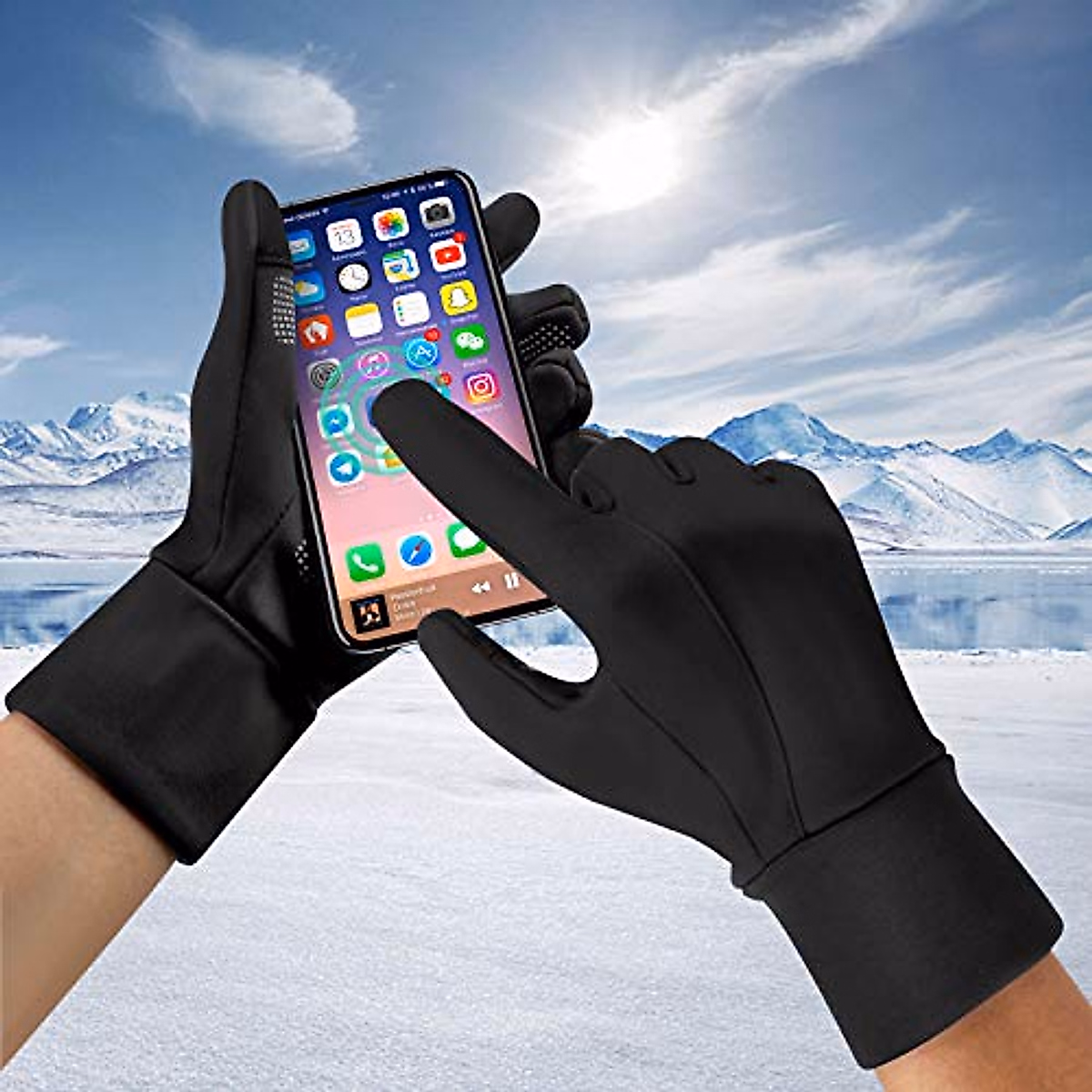 Thermal Gloves Touch Screen Winter Insulated Glove - Windproof Water Resistant for Running Cycling Driving Phone Texting Outdoor Hiking Hand Warmer in Cold Weather for Men and Women (Black,Medium)