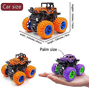 WOCY 2 Pack Monster Trucks Toys for Boys,Pull Back Cars,Friction Powered Toys Cars for Toddlers as Gifts for 3-12 Years Old Boys & Girls (Purple and Orange)