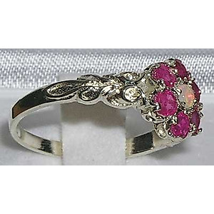 LetsBuyGold 925 Sterling Silver Natural Opal and Ruby Womens Promise Ring - Size 6.5