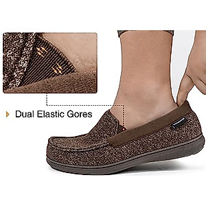 RockDove Men's SILVADUR Tweed Memory Foam Moc Slipper, Size 9 US Men, Coffee