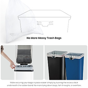 Home Zone Living 13 Gallon Kitchen Trash Can, Dual Removable Liners for Recycling and Trash, 50 Liter Slim Stainless Steel Shape (8 + 5 for 13 Gallons Total)