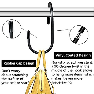 12 Pack Purse Hanger for Closet, Twist Design Bag Hanger Purse Hooks Closet Organizer, Large Closet Rod S Hooks for Hanging Bags, Purses, Handbags, Belts, Hats, Plants, Pots (Black)