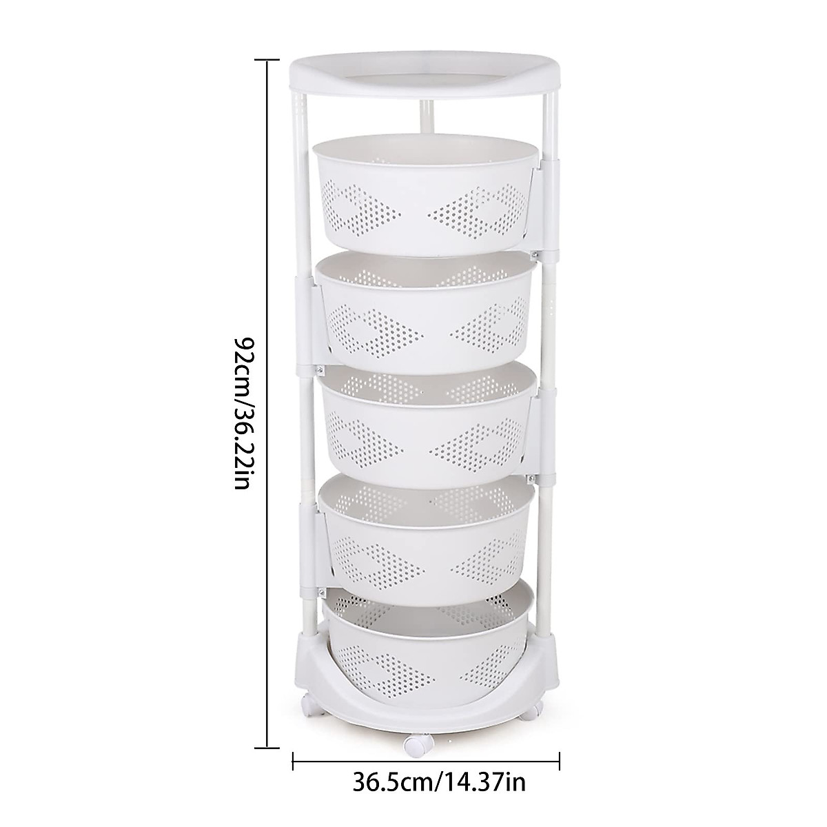 Gdrasuya10 Kitchen Cart with Storage Rotating Basket Vegetable Rack Multi-Layer Storage Shelves for Kitchen and Bedroom 5 Tier