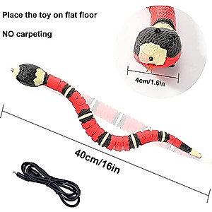 CSD Smart Sensing Snake Toy - Interactive Fake Snake for Kids, Cats & Dogs - USB Rechargeable Electric Simulation Slithering Serpent - Realistic Snake Prank Prop for Halloween, Christmas & April Fools