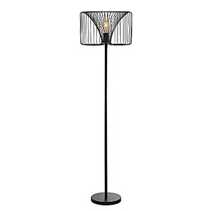 JONATHAN Y JYL6105A Gridley 61" Metal LED Floor Lamp, Contemporary, Transitional, Modern, Industrial Style, Office, Living Room, Family Room, Dining Room, Bedroom, Hallway, Foyer, Black