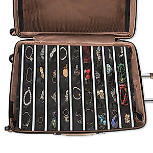 BB Brotrade Hanging Jewelry Organizer with Oxford Double Side 80 Zippered Storage Pocket (black)