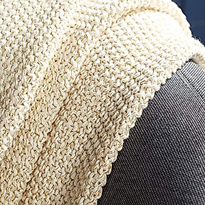 Safavieh Home Collection Mari Boho Beige/Gold Cotton 50 x 60-inch Tassel Sofa Chaise Lounge Club Chair Living Room Bedroom Decorative Throw Blanket THR235A-5060