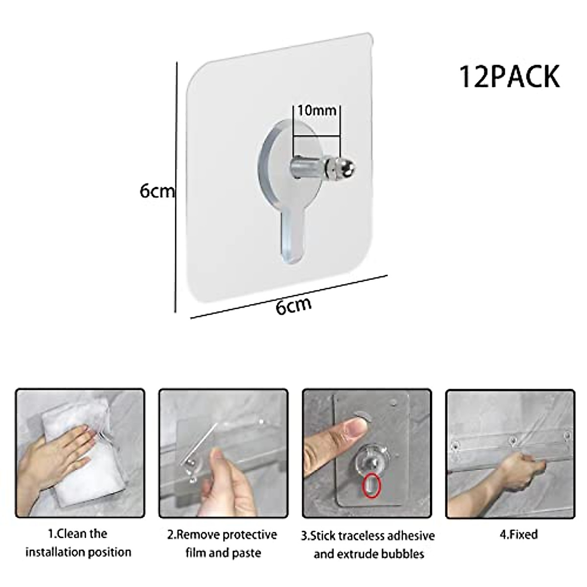 Chris.W 12Pcs Wall Screw Nails Stickers No Drilling No-Trace Wall Mount Hanging Nails Heavy Duty Reusable Adhesive Sticky Screw for Shower Room Bathroom Kitchen Shelf Basket Mouting(10MM)