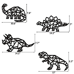 Dinosaur Wall Decor Dino Geometric Wooden Wall Art Nursery Room Decorations For Baby Boys Girls Toddlers Kids Bookshelf Bathroom Bedroom Classroom Bedroom Playroom Living Room Modern Minimalist Design