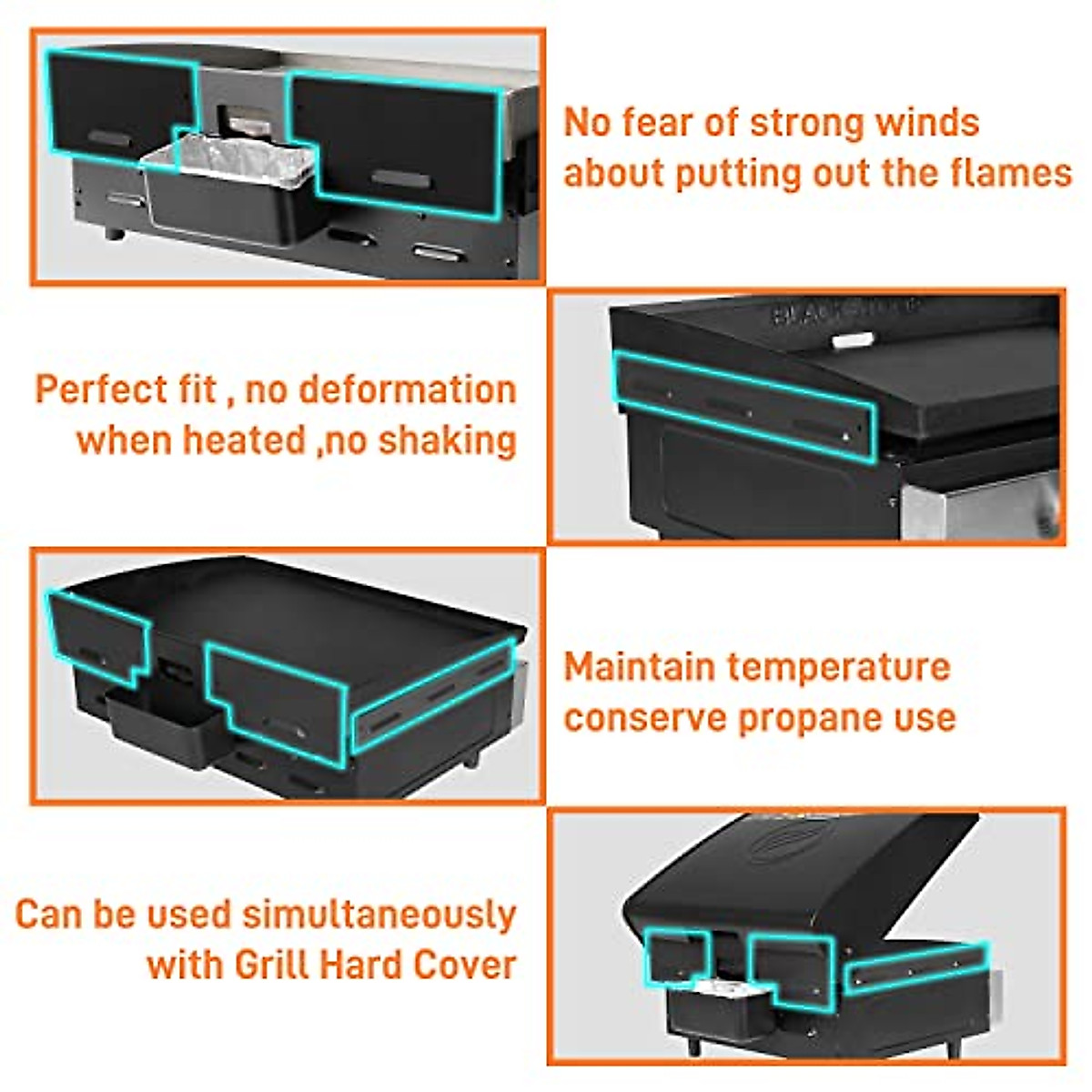 JiRiCHMi Blackstone Griddle Accessories - Wind Guards For Blackstone Griddle 22”,Grill Accessories For Outdoor Cooking,Compatible With Rear Grease Cup, Hood And Side Shelf