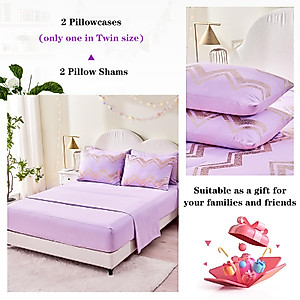 Wowelife 6 Piece Purple Twin/Twin XL Comforter Set for Girls Twin Bedding Sets Lavender Bedding Bed in A Bag Twin Bed Sets with Comforter, Flat Sheet, Fitted Sheet, 1 Pillowcase and 2 Pillow Shams