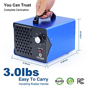 ONAMOR Ozone Generator 40,000mg/h - Ozone Machine for Home, Smoke, Car, and Pet Room. (Suitable for Area of 7,000 Square Feet) - Blue